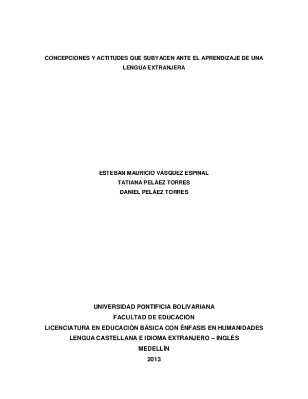 (PDF) Concepciones y actitudes que subyacen ante el aprendizaje de una ...
