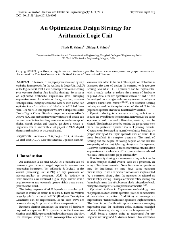 (PDF) An Optimization Design Strategy for Arithmetic Logic Unit