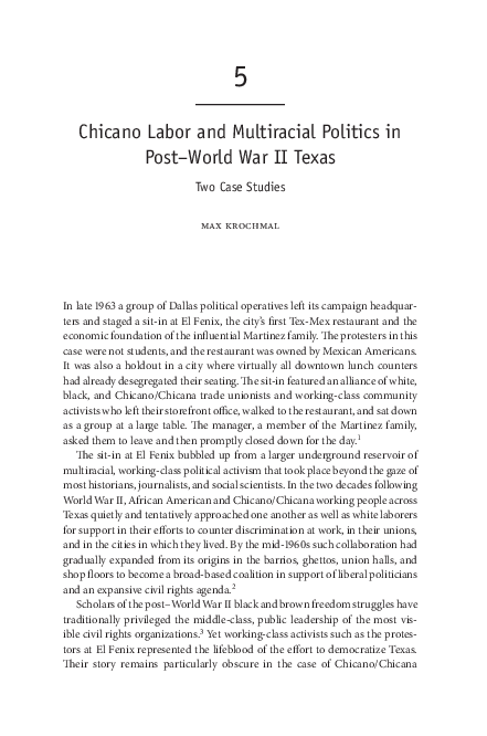 (PDF) Chicano Labor and Multiracial Politics in Post-World War II Texas ...