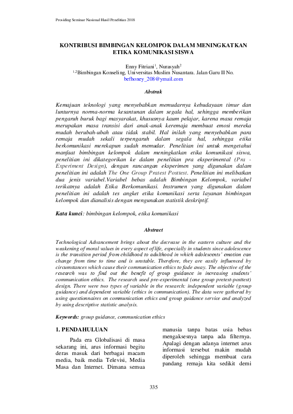 (PDF) Kontribusi Bimbingan Kelompok Dalam Meningkatkan Etika Komunikasi Siswa