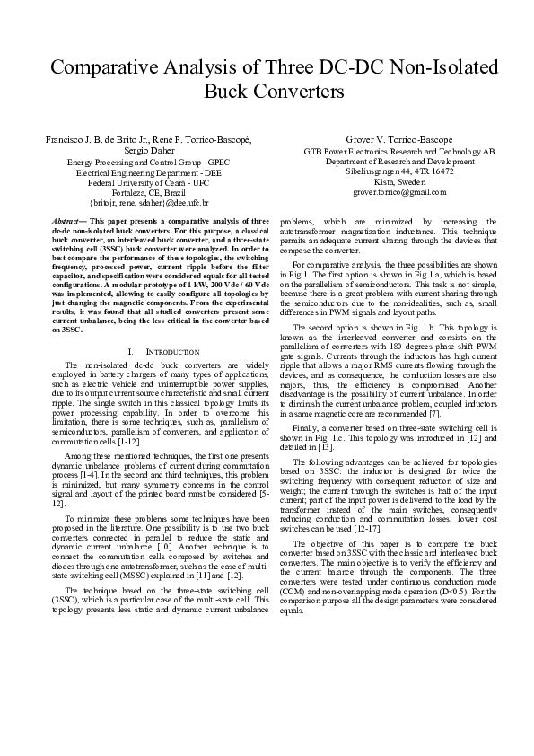 (PDF) Comparative analysis of three dc-dc non-isolated buck converters