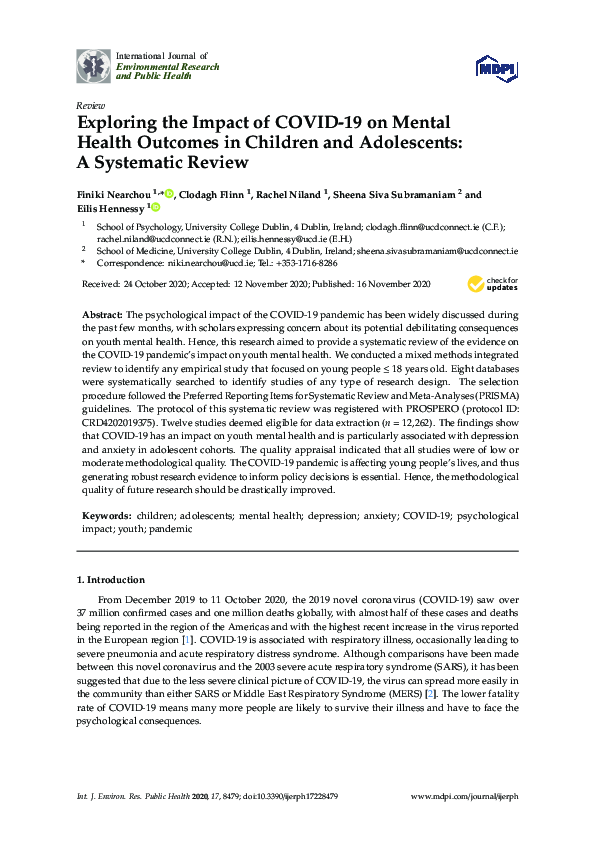 (PDF) Exploring the Impact of COVID-19 on Mental Health Outcomes in Children and Adolescents: A ...