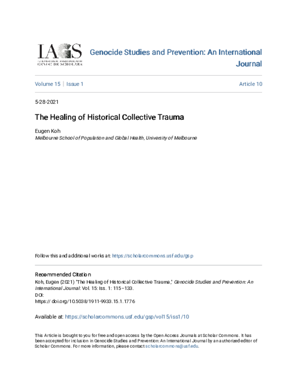 (PDF) The Healing of Historical Collective Trauma