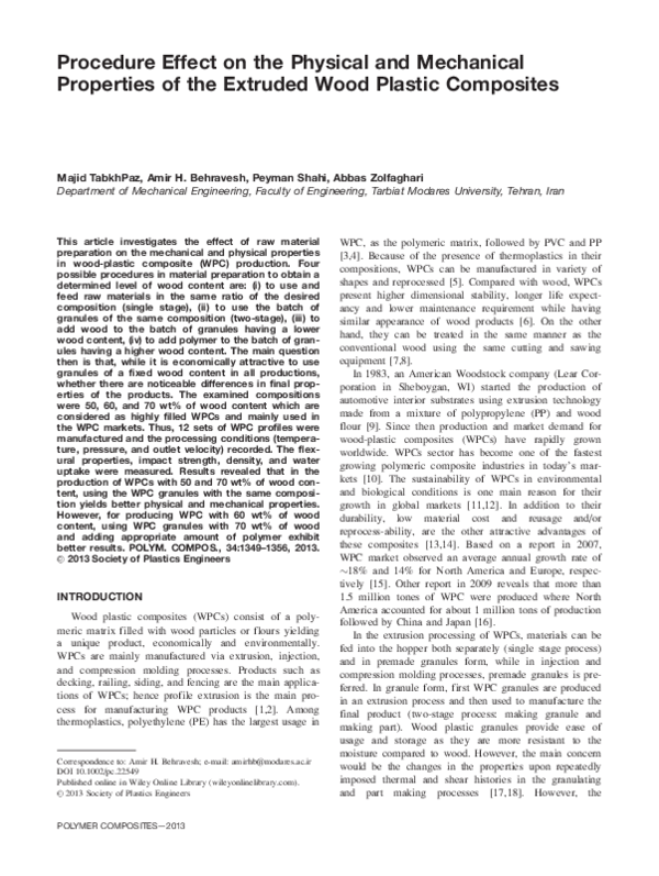 (PDF) Procedure effect on the physical and mechanical properties of the ...