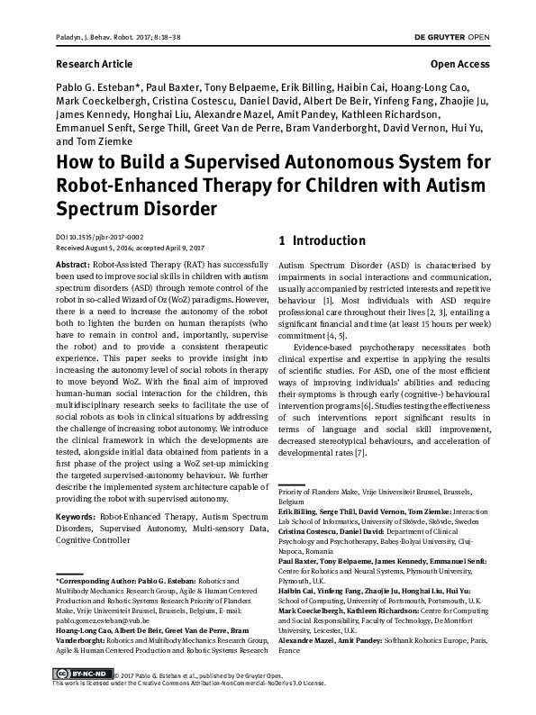(PDF) Enhancing Robot Autonomy in Autism Therapy