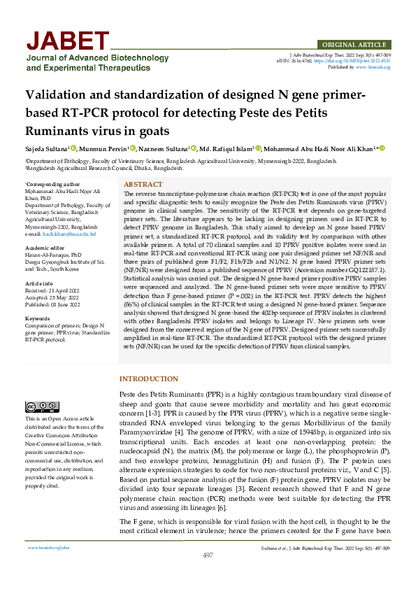 (PDF) Validation and standardization of designed N gene primerbased RT ...