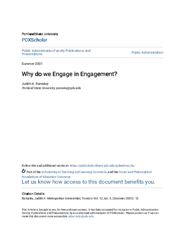 (PDF) Why Do We Engage in Engagement?