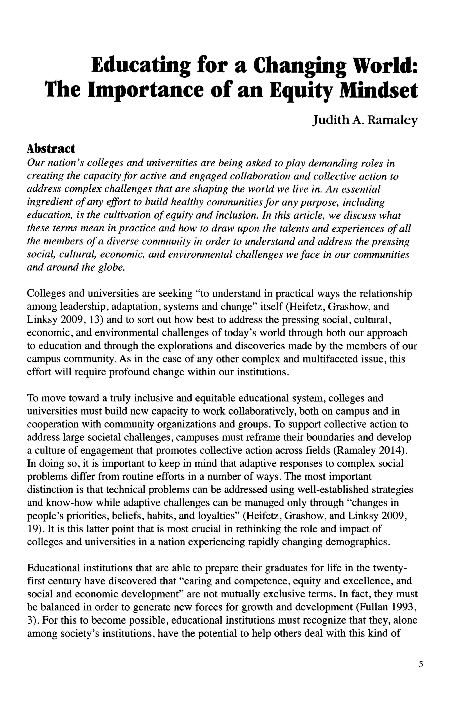 (PDF) Educating for a Changing World: The Importance of an Equity Mindset