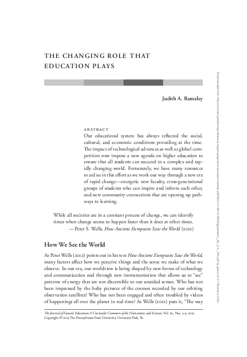 (PDF) The Changing Role that Education Plays