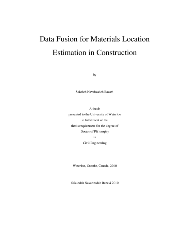 (PDF) Data Fusion for Materials Location Estimation in Construction