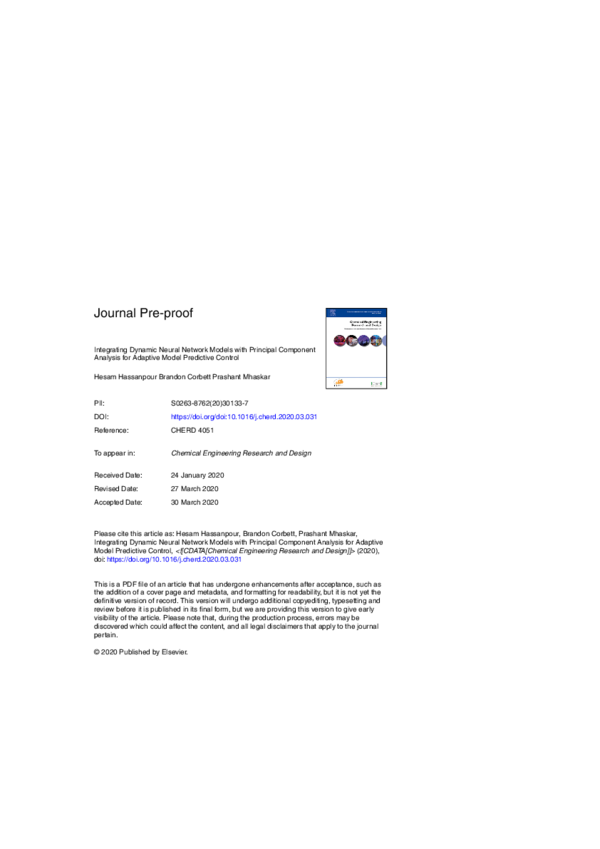 Pdf Integrating Dynamic Neural Network Models With Principal Component Analysis For Adaptive