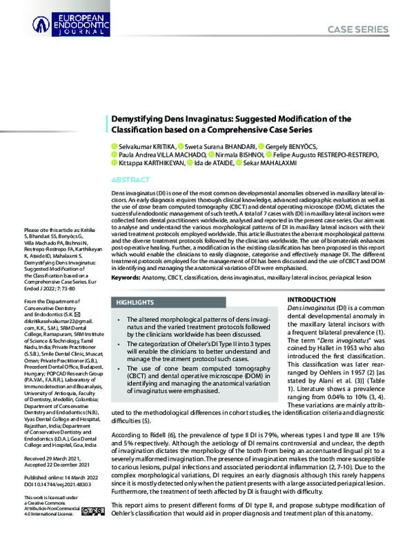 (PDF) Demystifying Dens Invaginatus: Suggested Modification of the ...