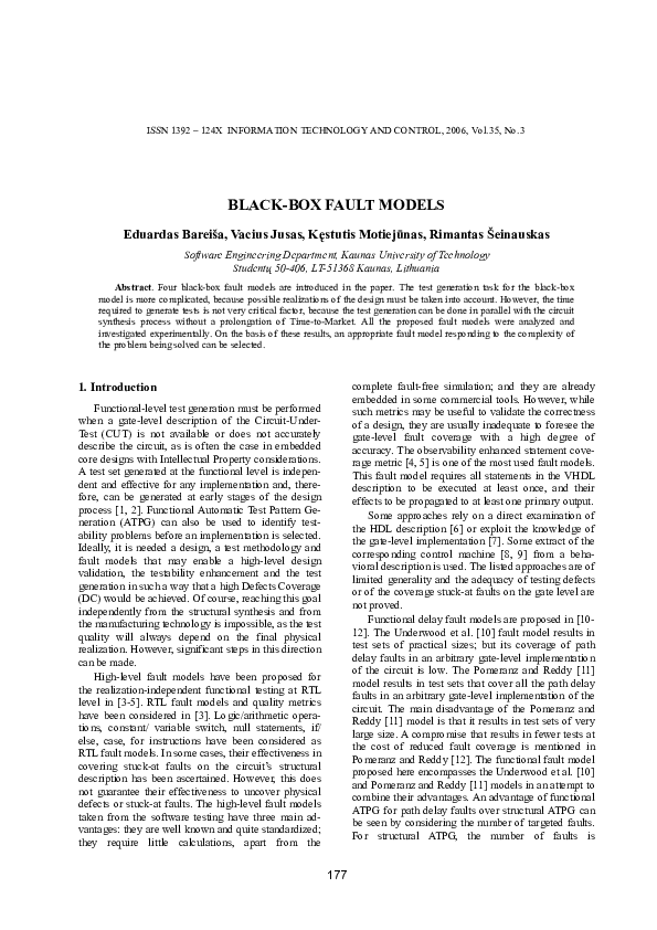 (PDF) Black-Box Fault Models