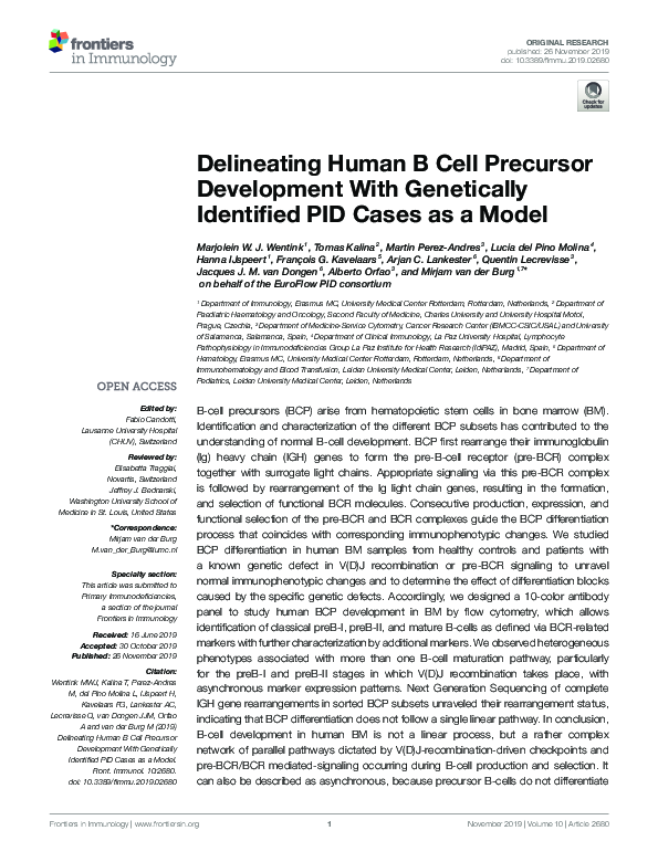 (PDF) Delineating Human B Cell Precursor Development With Genetically ...