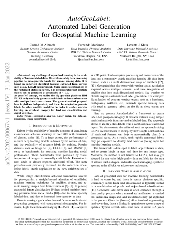 (PDF) AutoGeoLabel: Automated Label Generation for Geospatial Machine Learning
