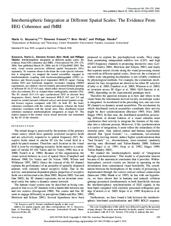(PDF) Interhemispheric Integration at Different Spatial Scales: The Evidence From EEG Coherence ...