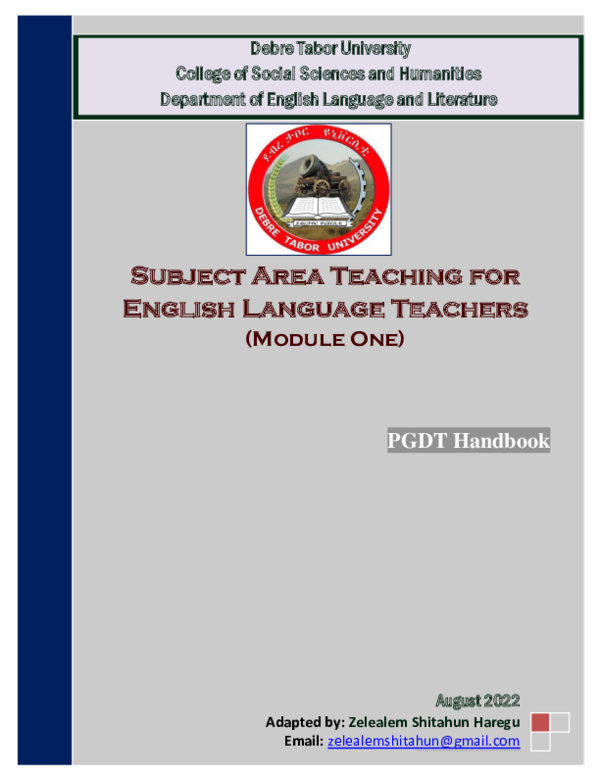 (PDF) Subject Area Methods for English Language Teachers (Module 1)