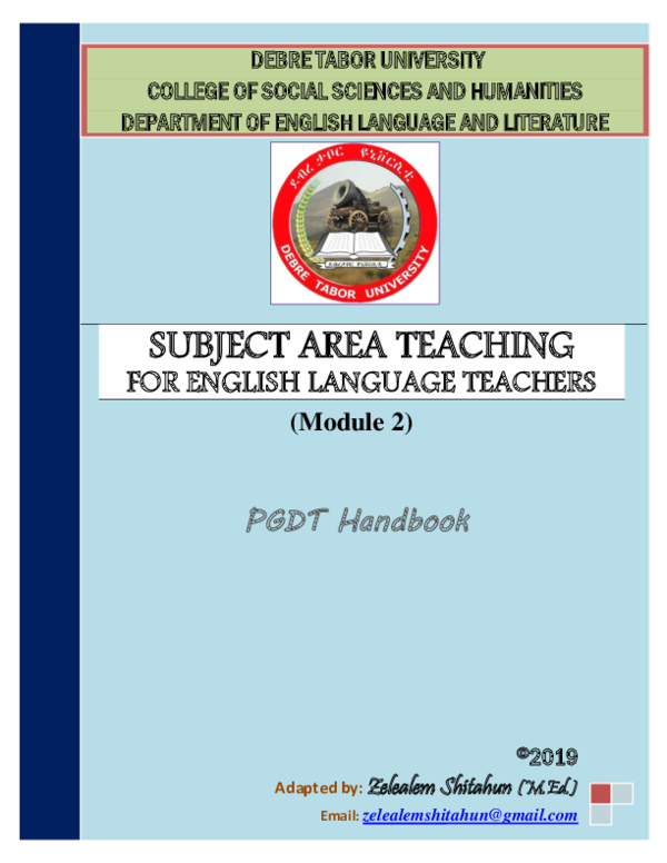 (PDF) Subject Area Methods for English Language Teachers (Module 2)