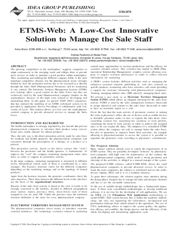 (PDF) ETMS-Web: A Low-Cost Innovative Solution to Manage the Sale Staff