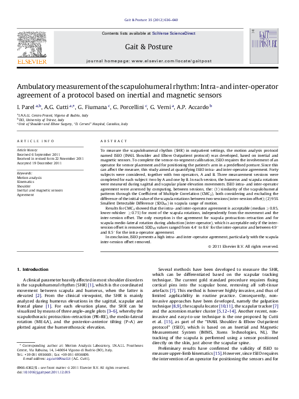(PDF) Ambulatory measurement of the scapulohumeral rhythm: Intra- and inter-operator agreement ...