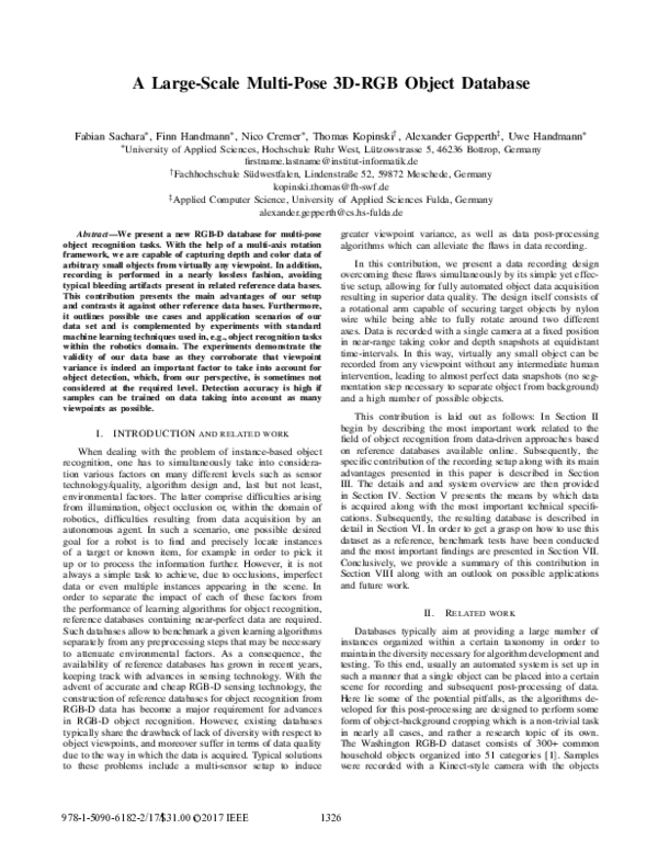 (PDF) A large-scale multi-pose 3D-RGB object database