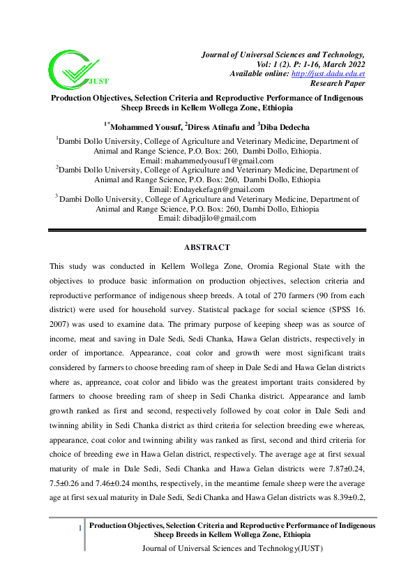 Pdf Production Objectives Selection Criteria And Reproductive