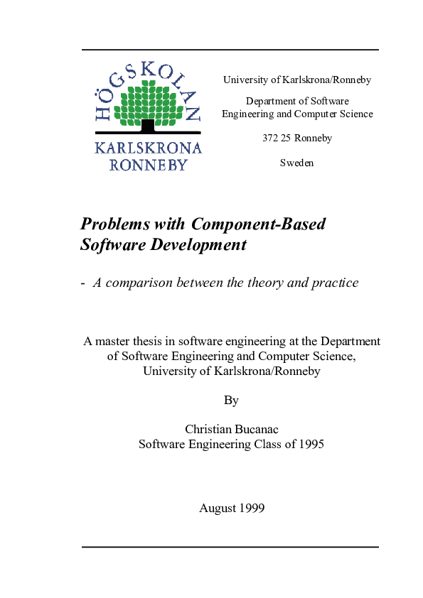 (PDF) Problems with Component-Based Software Development-A comparison ...