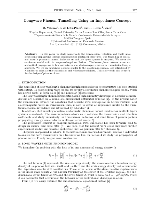 (PDF) Longwave Phonon Tunnelling Using an Impedance Concept