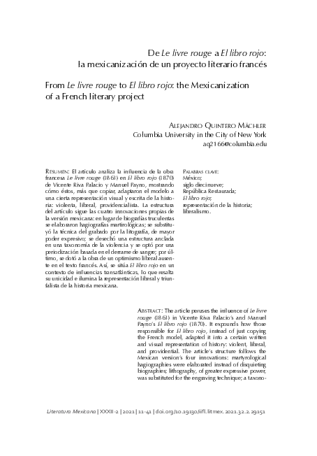 (PDF) De Le livre rouge a El libro rojo: la mexicanización de un proyecto literario francés