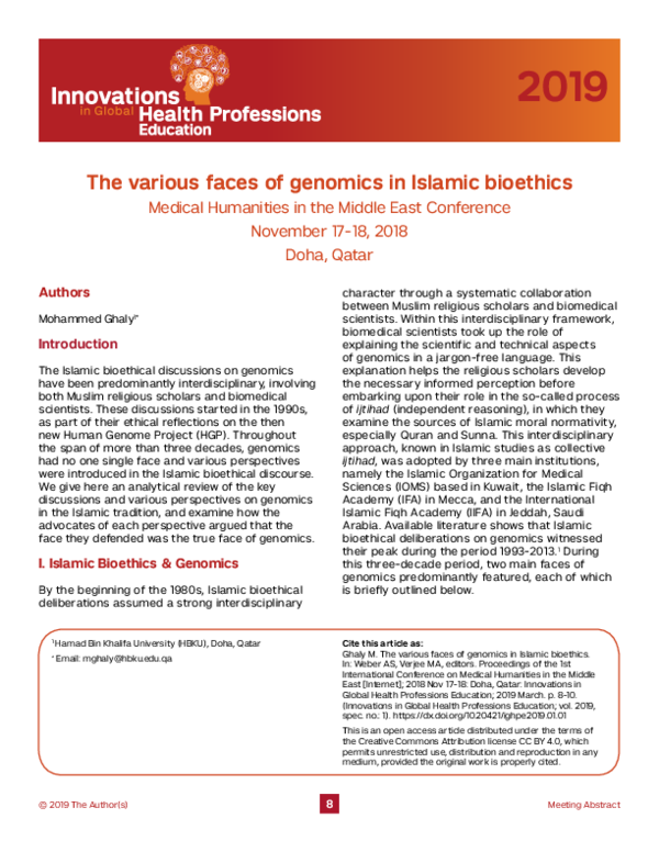 (PDF) The various faces of genomics in Islamic bioethics