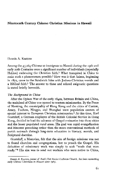 (PDF) Nineteenth Century Chinese Christian Missions in Hawaii