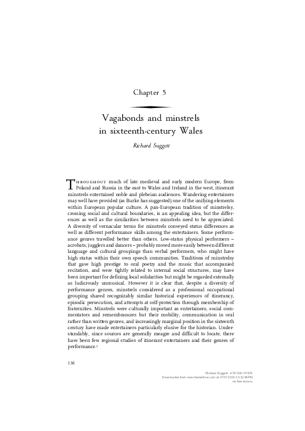 (PDF) Vagabonds and minstrels in sixteenth-century Wales