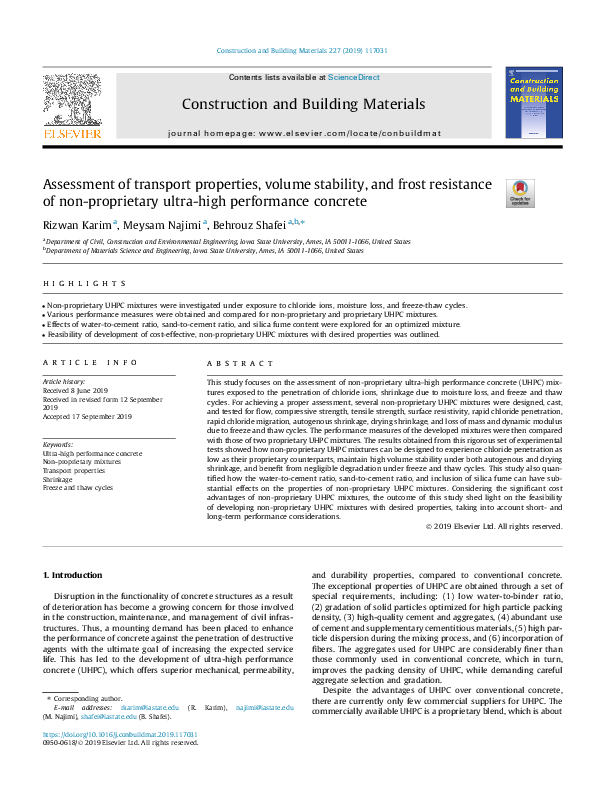 (PDF) Assessment of transport properties, volume stability, and frost ...