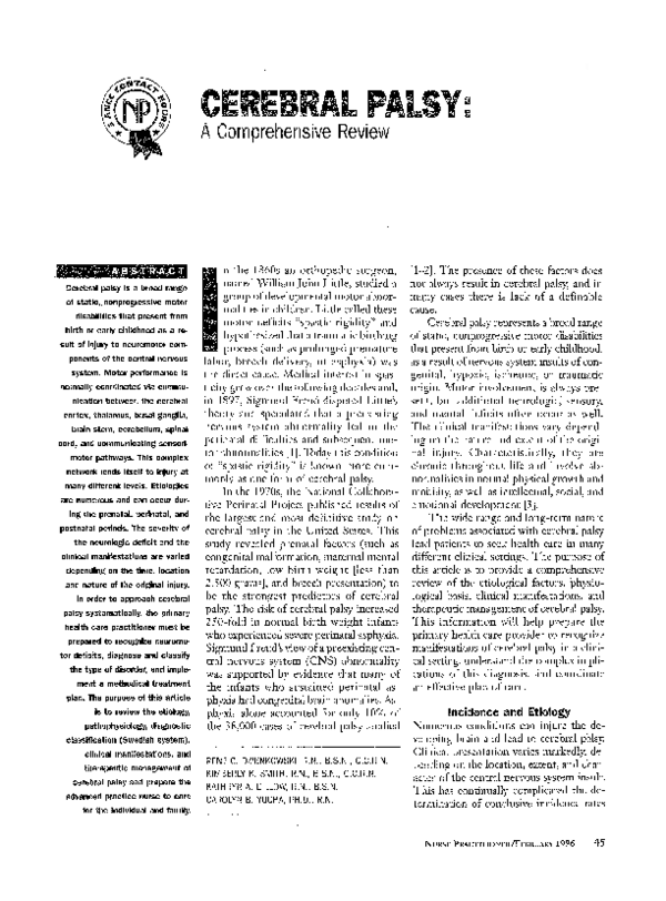 (PDF) CEREBRAL PALSY: A Comprehensive Review