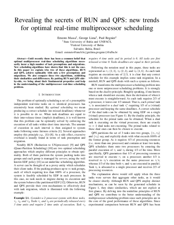 (PDF) Revealing the Secrets of RUN and QPS: New Trends for Optimal Real-Time Multiprocessor ...