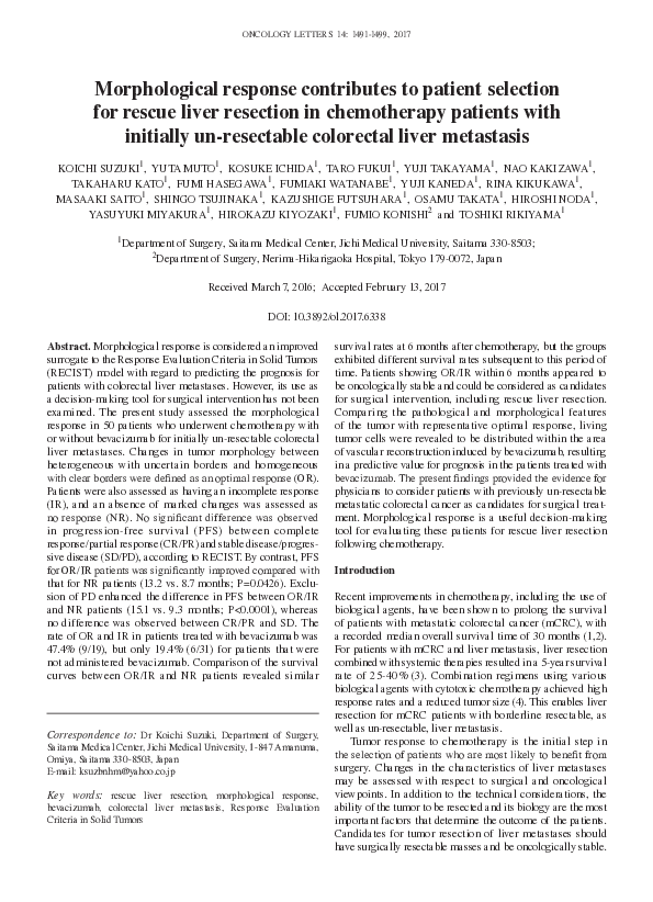 (PDF) Morphological response contributes to patient selection for ...
