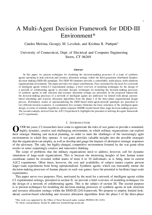 (PDF) A multi-agent decision framework for DDD-III environment