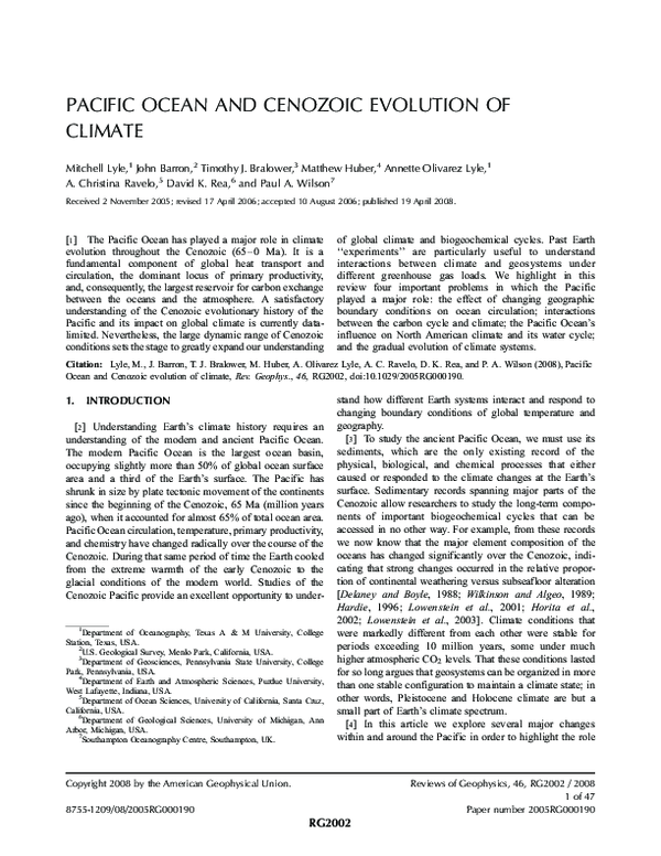 (PDF) Pacific Ocean and Cenozoic evolution of climate