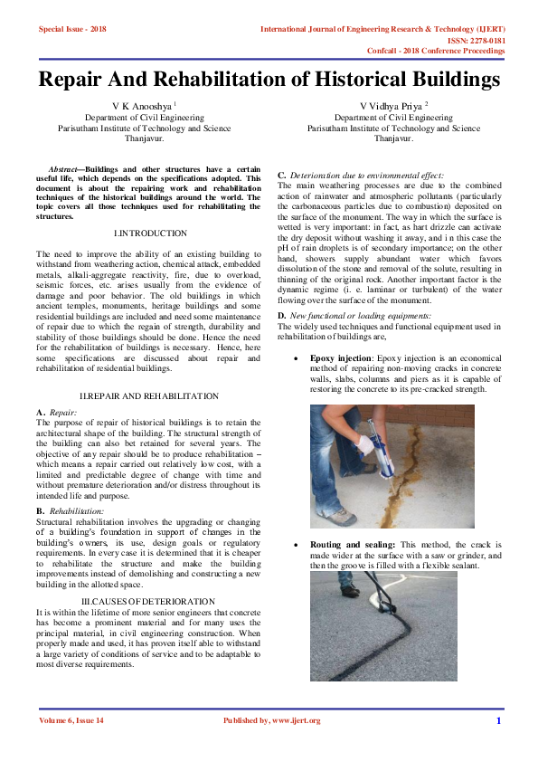 (PDF) Repair And Rehabilitation of Historical Buildings