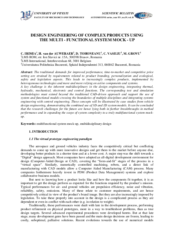 (PDF) Design Engineering of Complex Products Using the Multi ...