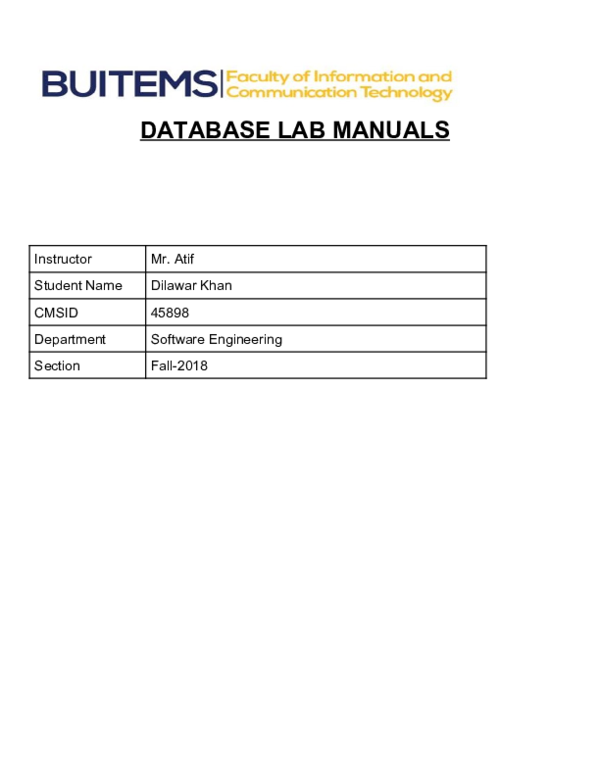 (DOC) DATABASE LAB MANUALS