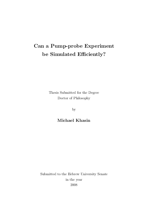 (PDF) Can a Pump-probe Experiment be Simulated Efficiently