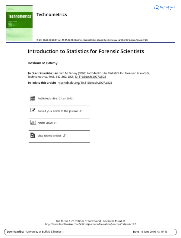 (PDF) Introduction to Statistics for Forensic Scientists