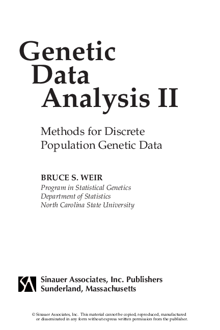 (PDF) Genetic Data Analysis: Methods for Discrete Population Genetic Data