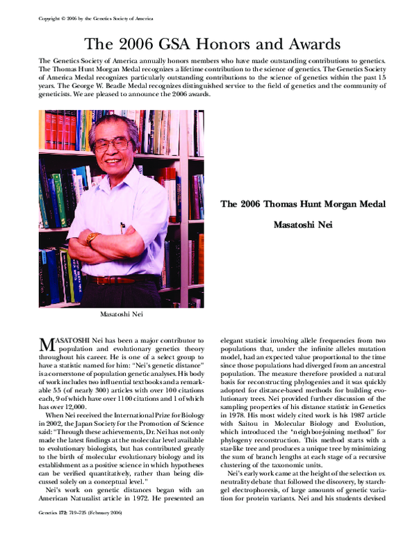 (PDF) The 2006 Thomas Hunt Morgan Medal
