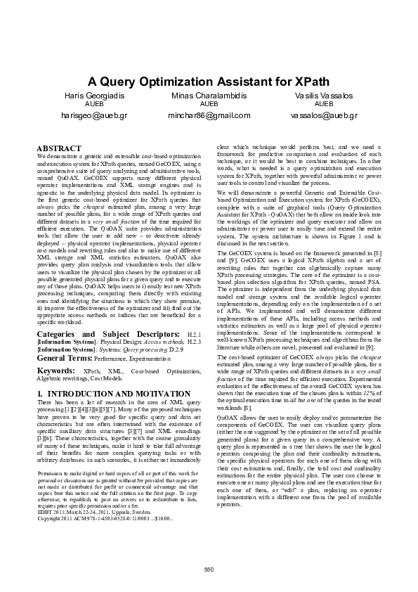 (PDF) A query optimization assistant for XPath