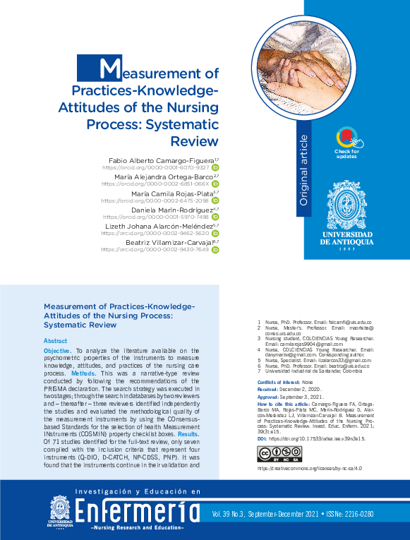 (PDF) Measurement of Practices-Knowledge-Attitudes of the Nursing Process: Systematic Review