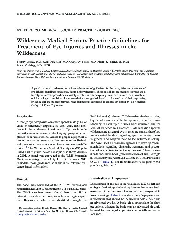 (PDF) Wilderness Medical Society Practice Guidelines for Treatment of ...