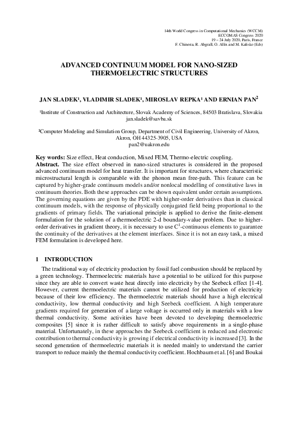 (PDF) Advanced Continuum Model For Nano-Sized Thermoelectric Structures | Ernian Pan - Academia.edu