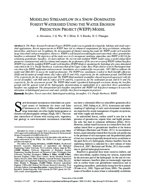(PDF) Modeling Streamflow in a Snow-Dominated Forest Watershed Using ...